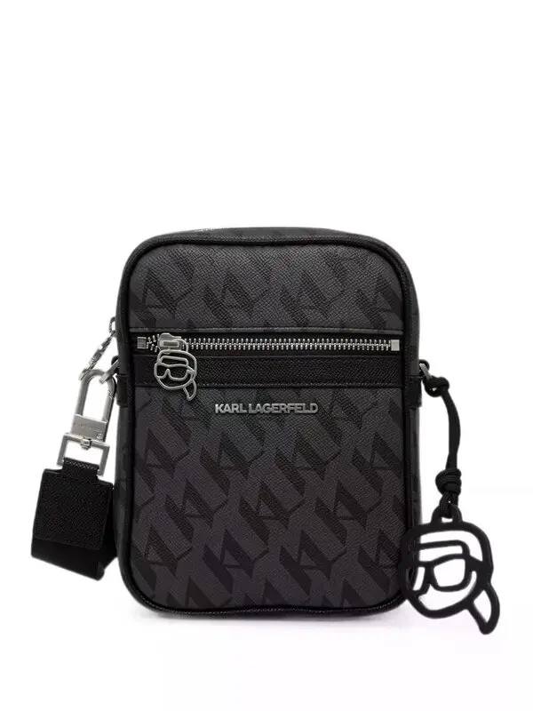 Karl Lagerfeld Monogram-print Messenger Bag - Black
