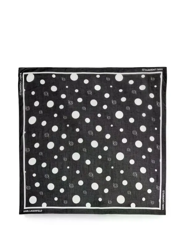 Karl Lagerfeld Polka-dot Logo-print Scarf - Black