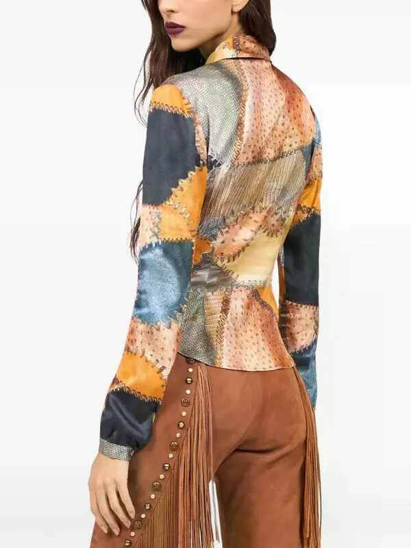 Roberto Cavalli Patchwork-print Long-sleeve Shirt
