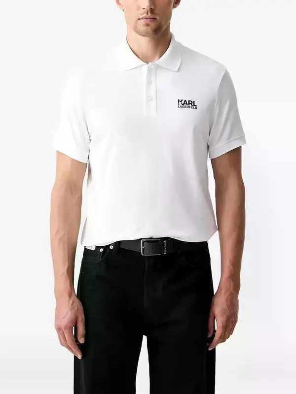Karl Lagerfeld Logo-print Short-sleeve Polo Shirt - White