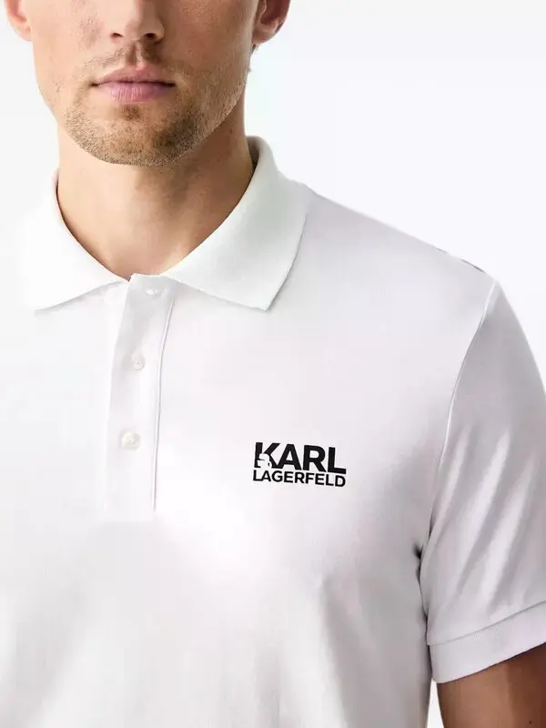 Karl Lagerfeld Logo-print Short-sleeve Polo Shirt - White