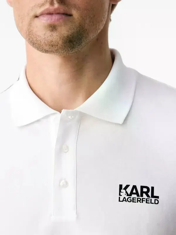 Karl Lagerfeld Logo-print Short-sleeve Polo Shirt - White
