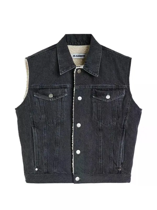JIL SANDER Fleece-lined Denim Gilet - Grey