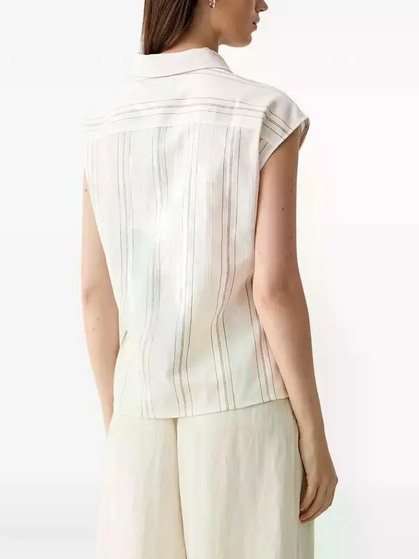 BENETTON Striped Wrap-style Blouse