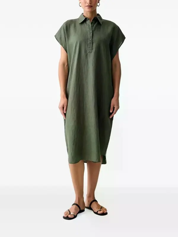 BENETTON Short-sleeved Midi Shirt Dress - Green