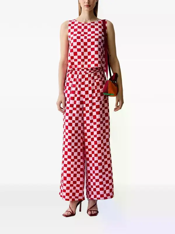 BENETTON Checkerboard Print Palazzo Pants