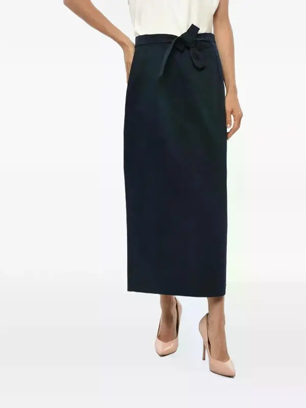 SUPER BLOND Belted Midi High-waisted Skirt - Blue