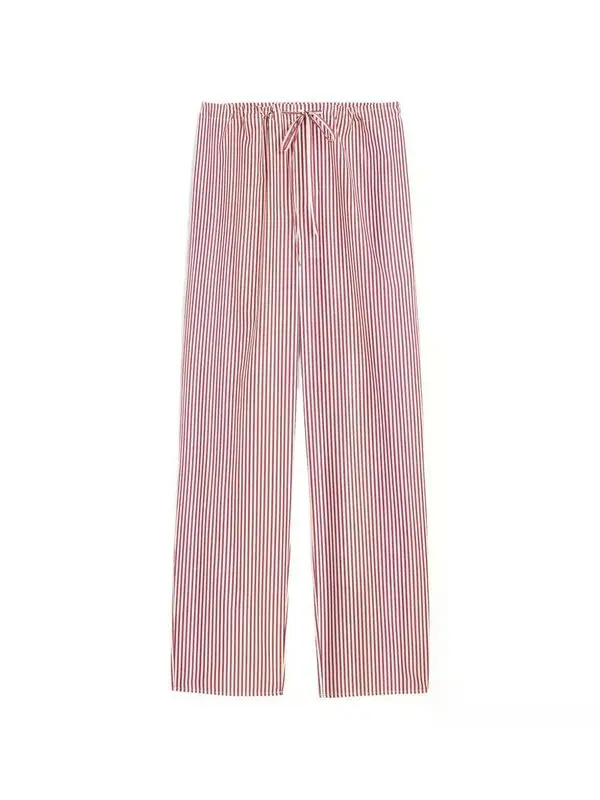 AMI Paris Cotton Elasticated Striped Trousers - Red