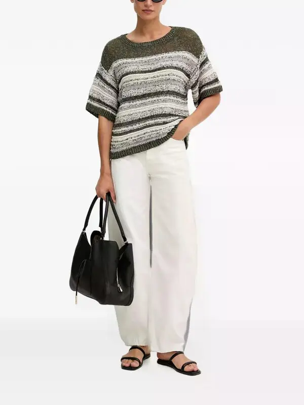 BENETTON Striped Cropped Sweater