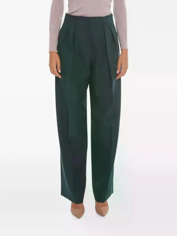 SUPER BLOND Pleated Wide-leg Trousers - Green