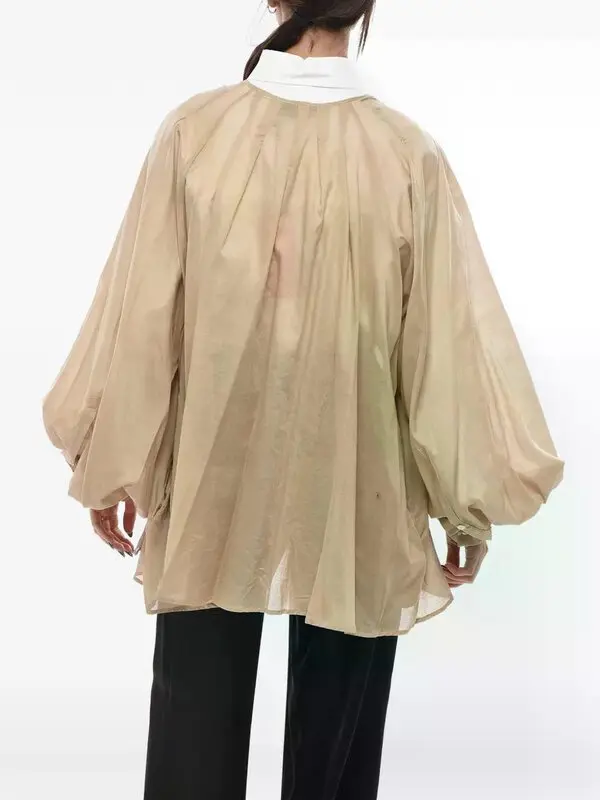 THELATEST Balloon-sleeves V-neck Shirt