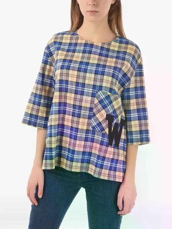 Woolrich Plaid Monogram Patch Blouse