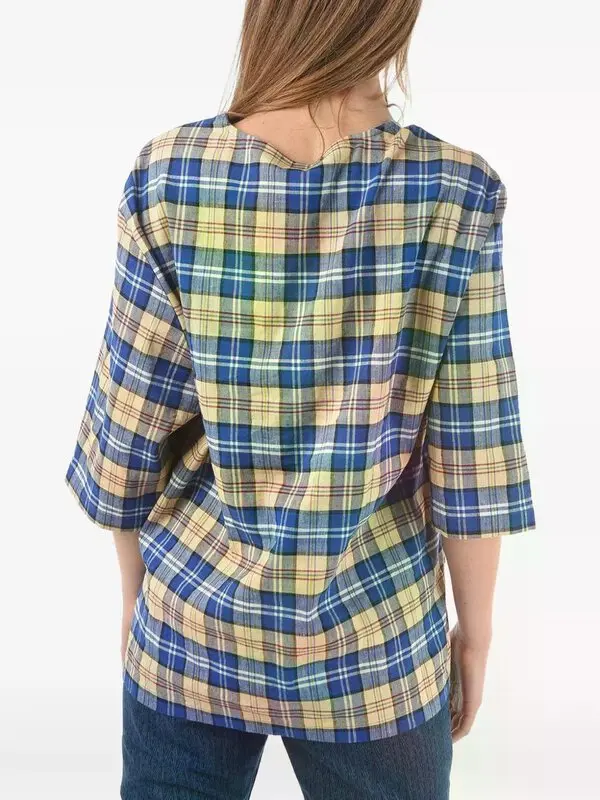 Woolrich Plaid Monogram Patch Blouse