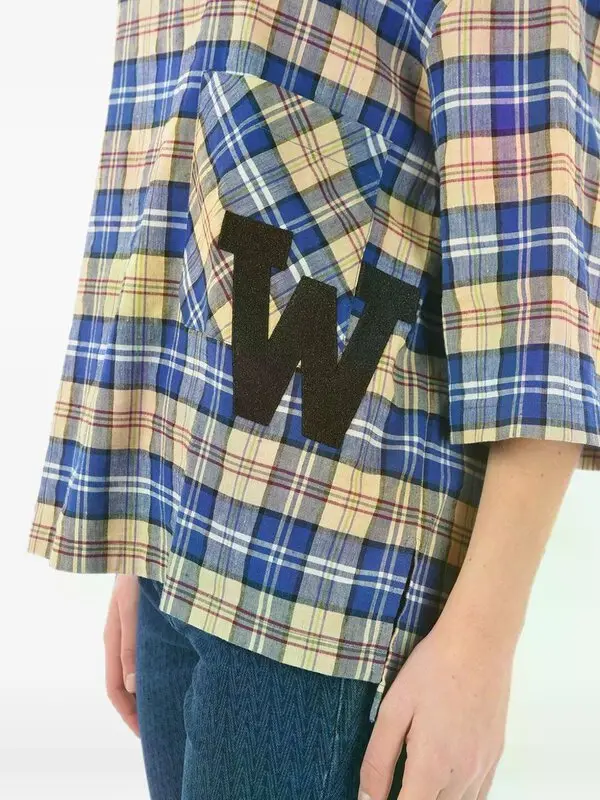 Woolrich Plaid Monogram Patch Blouse
