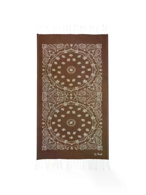 MC2 SAINT BARTH Bandana Print Fringed Beach Towel - Brown
