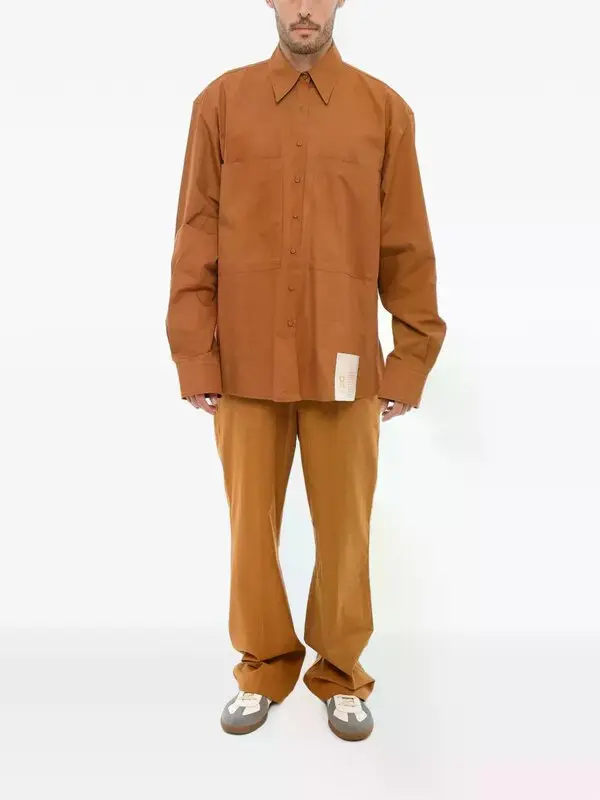 RAMAEL Italian-collar Cotton Shirt - Brown
