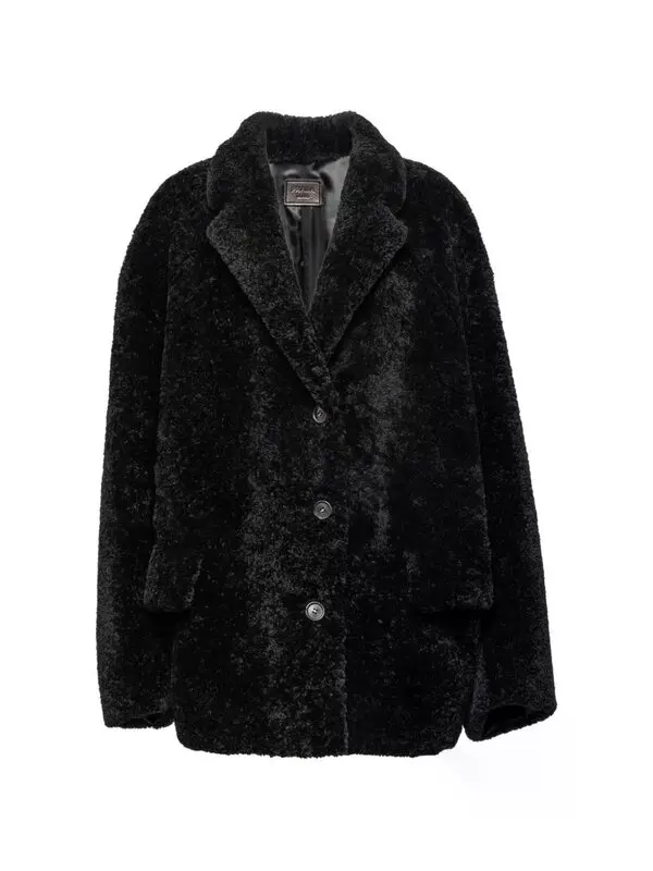 Prada Shearling Caban Jacket - Black
