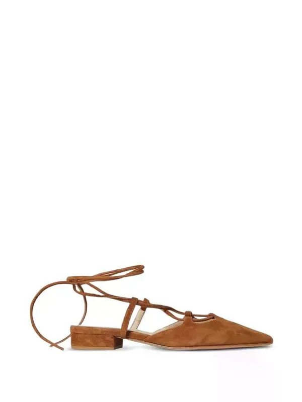 ANNA F. Suede Pointed-toe Ballet Flats