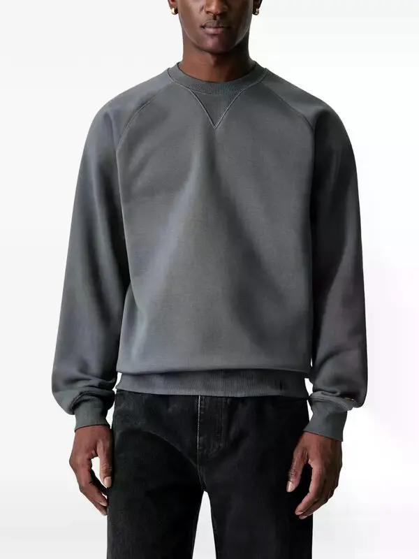 Carhartt Work In Progress Raglan Sleeve Logo Embroidered Sweater - Grey