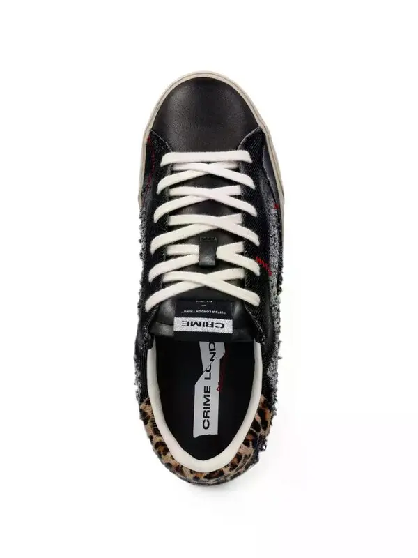 CRIME LONDON Glitter Detail Leopard Print Lace-up Sneakers