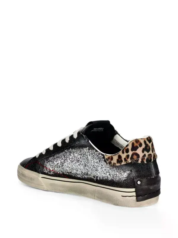 CRIME LONDON Glitter Detail Leopard Print Lace-up Sneakers