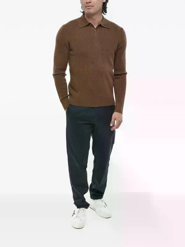PAOLO PECORA Ribbed Knit Polo Sweater