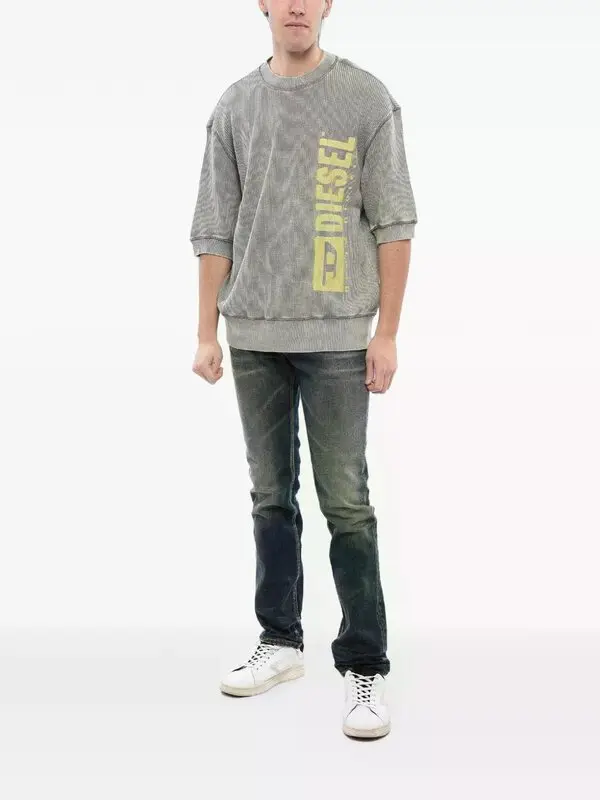 DIESEL® Red Tag Acid-wash Logo-print Sweater - Grey