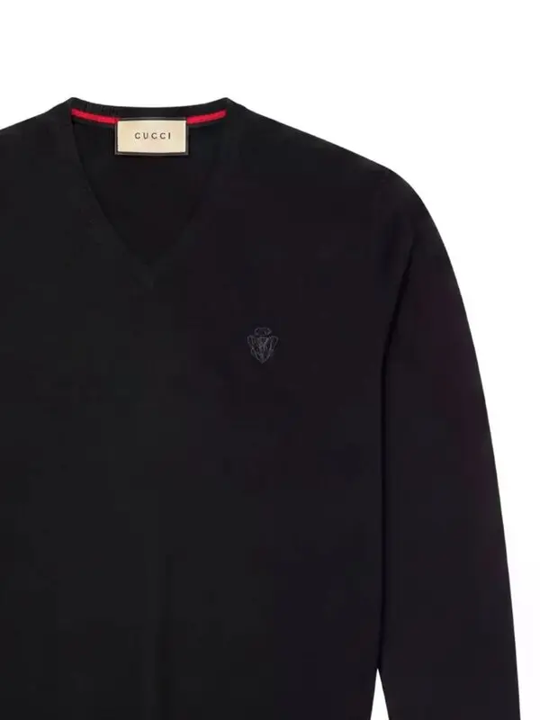 Gucci V-neck Sweater With Embroidered Logo