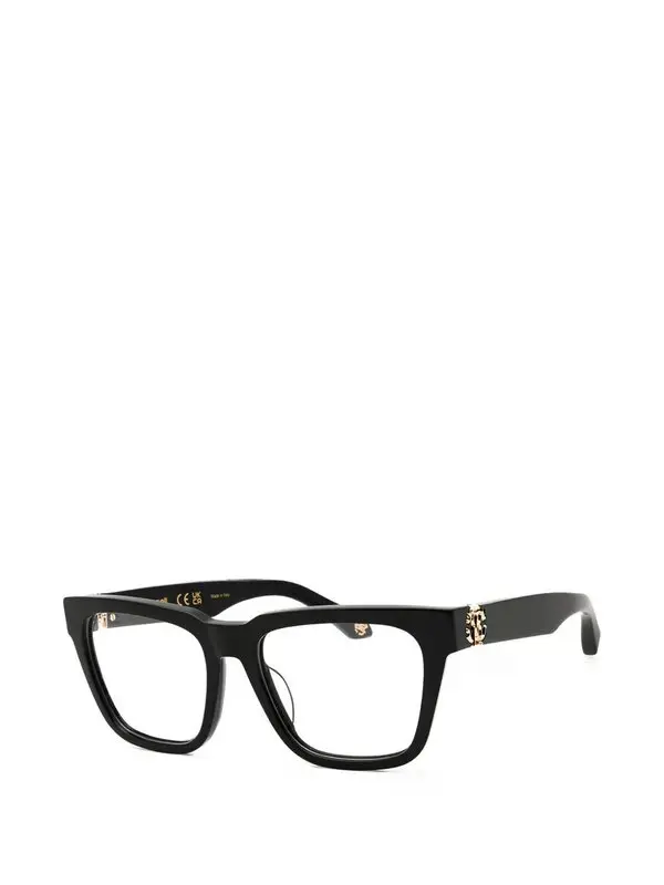 Roberto Cavalli Square Frame Eyeglasses With Gold Tone Logo Plaque - Black