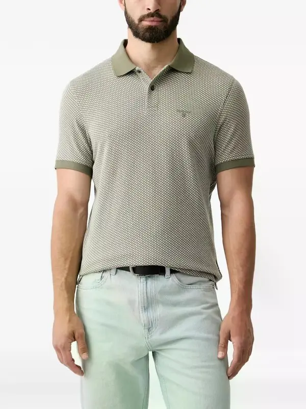 Barbour Copgrove Geometric-print Short-sledeve Polo Shirt - Green