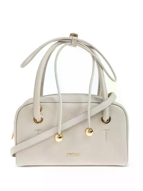 Furla Poppy Grained Leather Mini Bag With Gold-tone Hardware - Grey