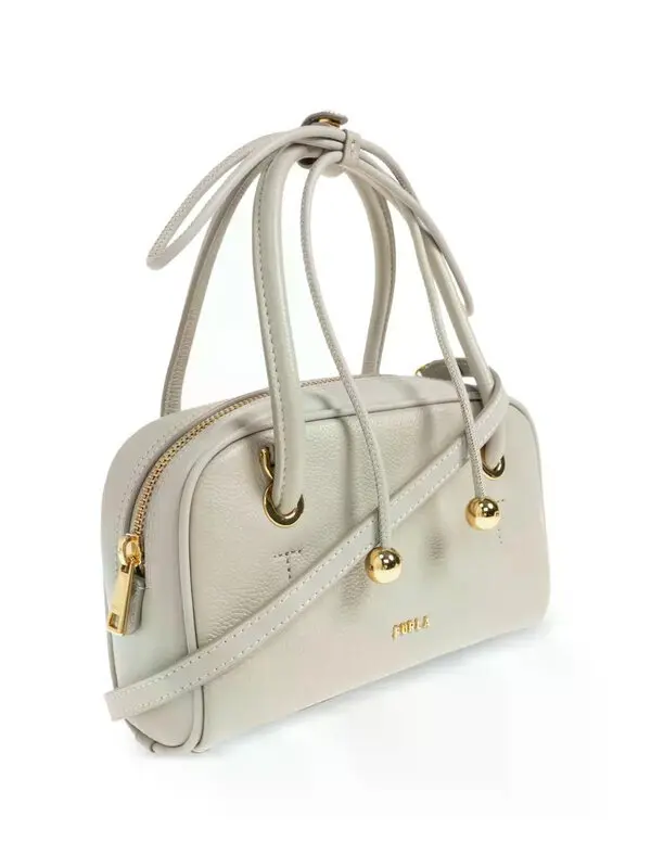 Furla Poppy Grained Leather Mini Bag With Gold-tone Hardware - Grey