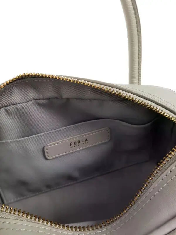 Furla Poppy Grained Leather Mini Bag With Gold-tone Hardware - Grey