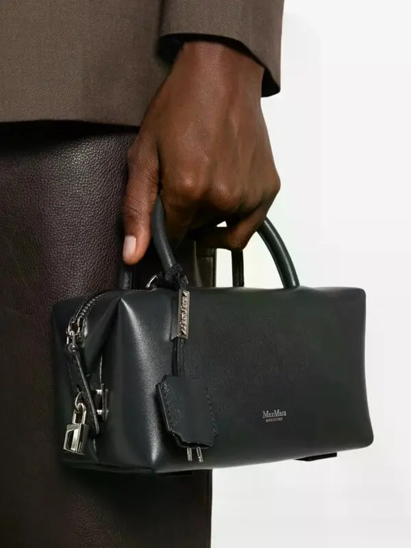 Max Mara Logo-print Leather Mini Bag - Grey