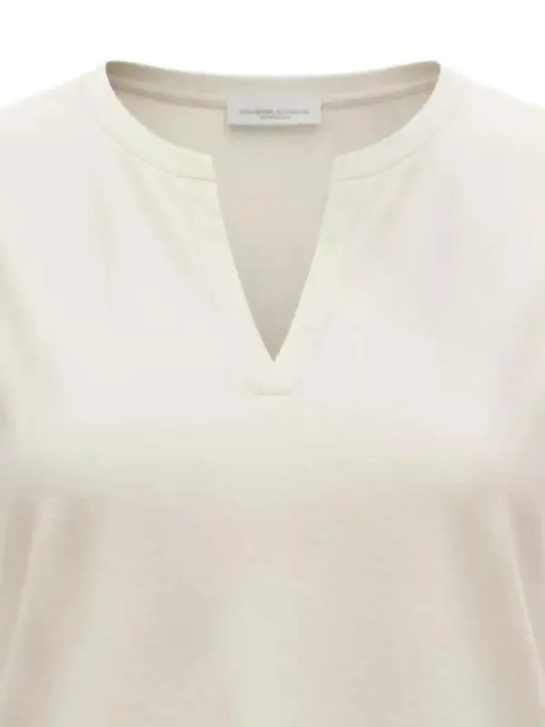 ROBERTO COLLINA Split-neck Short-sleeve T-shirt - Neutrals