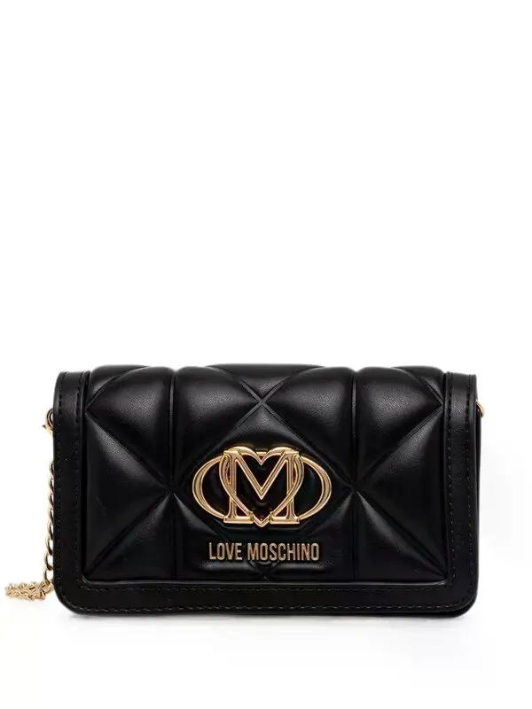 Moschino Quilted Logo-plaque Cross Body Bag - Black