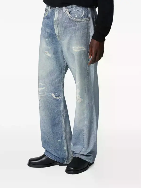 Our Legacy Third Cut Distressed-effect Denim-print Jeans - Blue