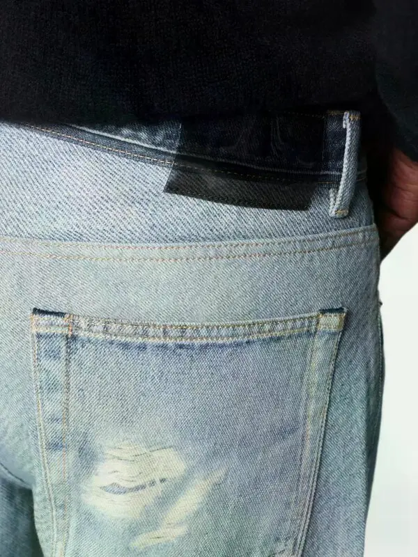 Our Legacy Third Cut Distressed-effect Denim-print Jeans - Blue