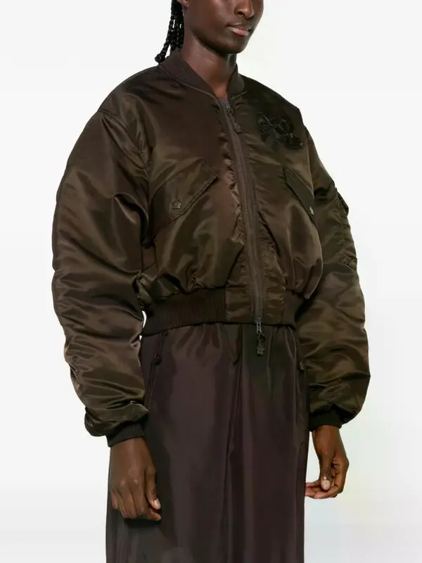 Cecilie Bahnsen Cropped Bomber Jacket With Ruched Sleeves