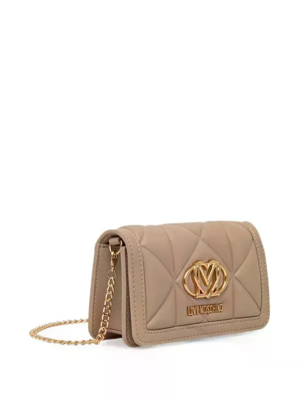 Moschino Quilted Logo Plaque Crossbody Bag - Neutrals