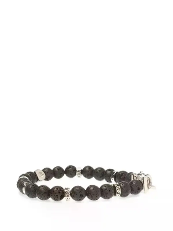 FERRAGAMO Gancini Lava Stone Beaded Bracelet