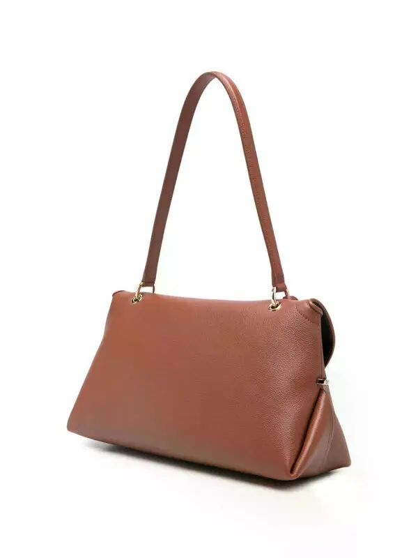 FERRAGAMO Gancini Pebbled Leather Tote Bag - Brown