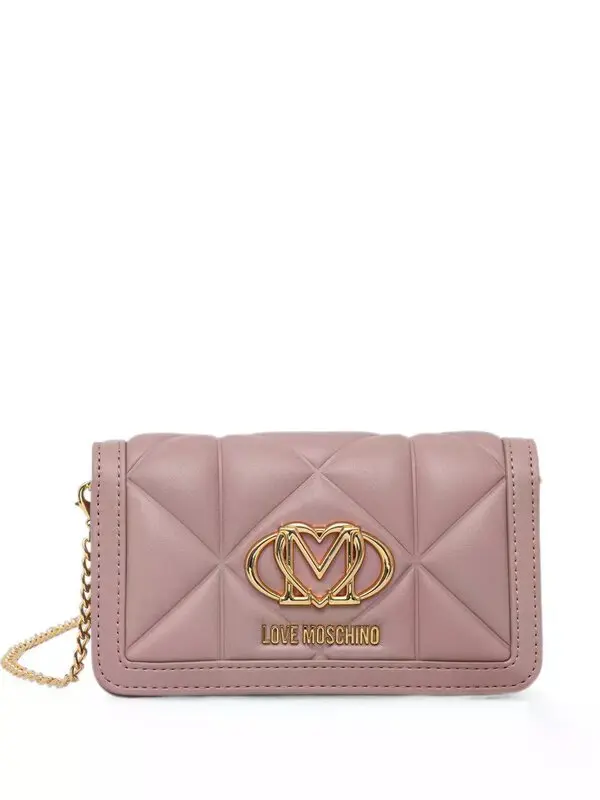 Moschino Quilted Logo-plaque Cross Body Bag - Pink