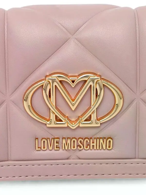 Moschino Quilted Logo-plaque Cross Body Bag - Pink