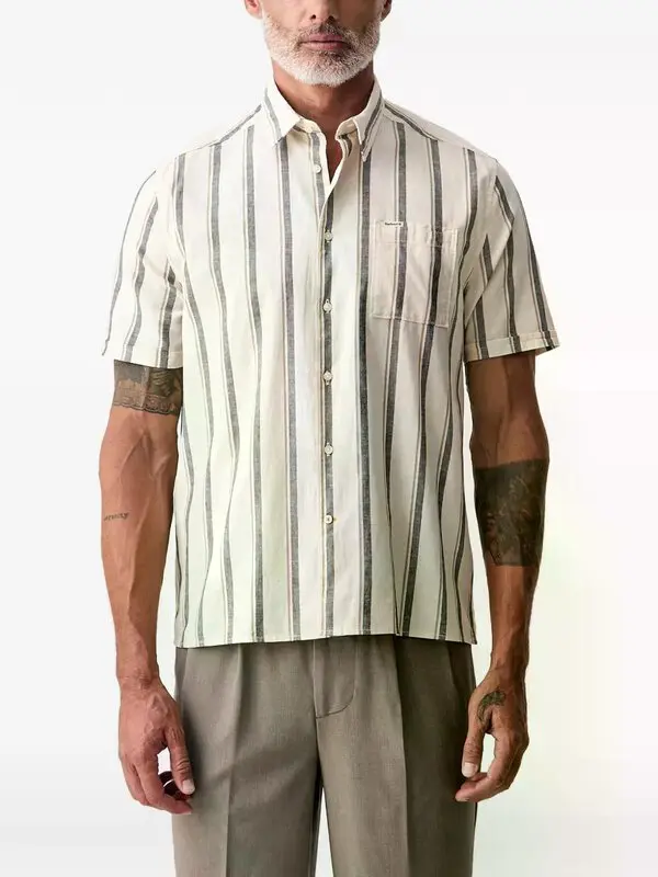 Barbour Barkend Striped-pattern Short-sleeved Shirt - Neutrals