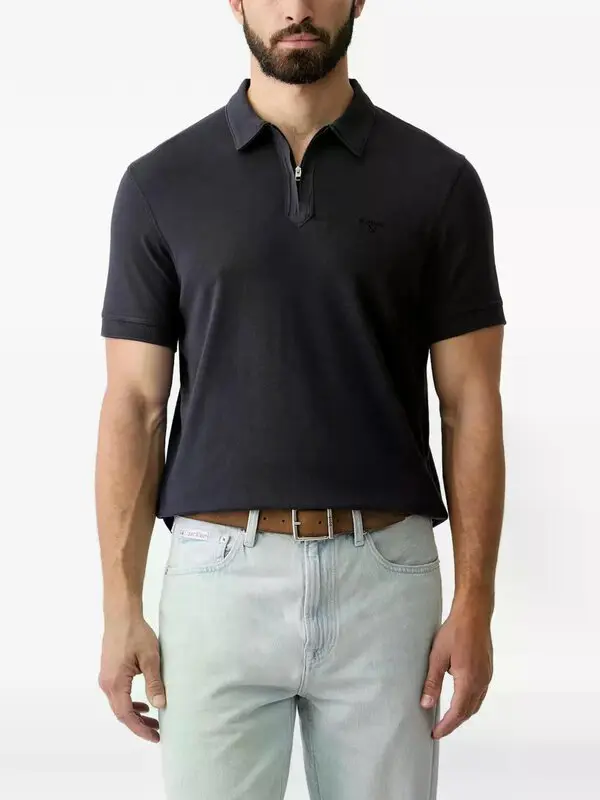 Barbour Crakehall Zip-fastening Logo-embroidered Polo Shirt - Blue