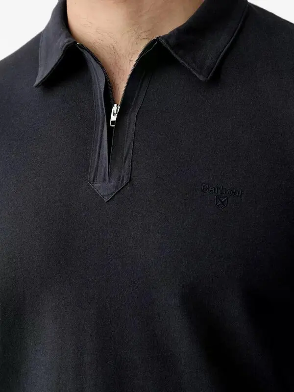 Barbour Crakehall Zip-fastening Logo-embroidered Polo Shirt - Blue
