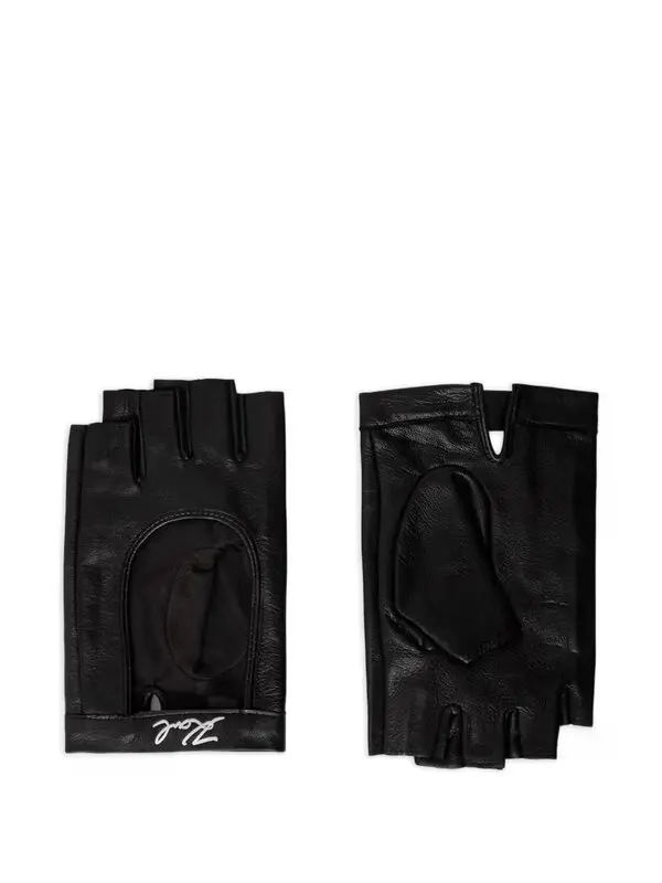 Karl Lagerfeld Fingerless Leather Gloves - Black