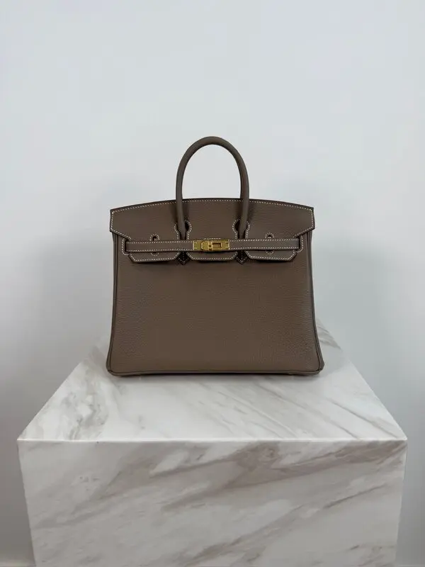 Hermès Birkin 25cm Etoupe Togo Leather With Gold Hardware - Brown