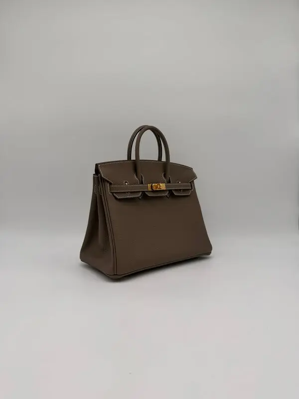 Hermès Birkin 25cm Etoupe Togo Leather With Gold Hardware - Brown